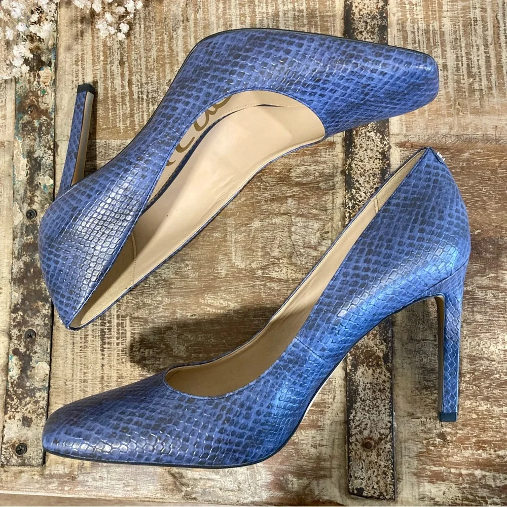 Sam Edelman | Shoes | Sam Edelman Navy Blue Snakeprintembossed Square ...